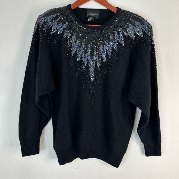 Vintage | Sweaters | Vintage Angenie Lambswool Rabbit Hair Blacksweater ...